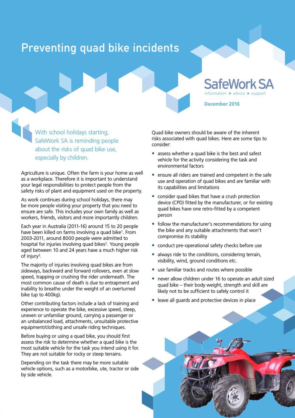 Latest quad bike safety advice is more measured – SafetyAtWorkBlog