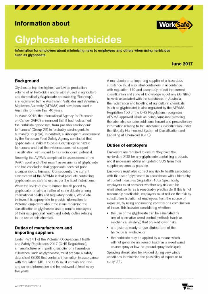 Glyphosate – read the label, assess the risk, take precautions ...